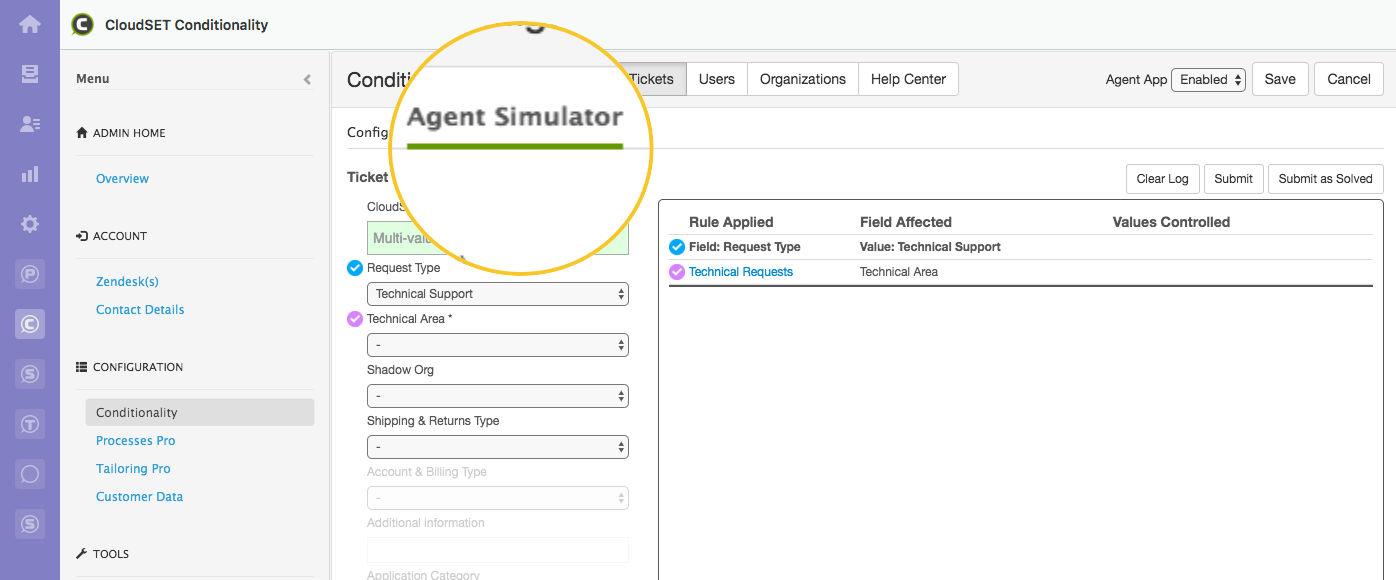 Checking Configuration with the Agent Simulator – Support